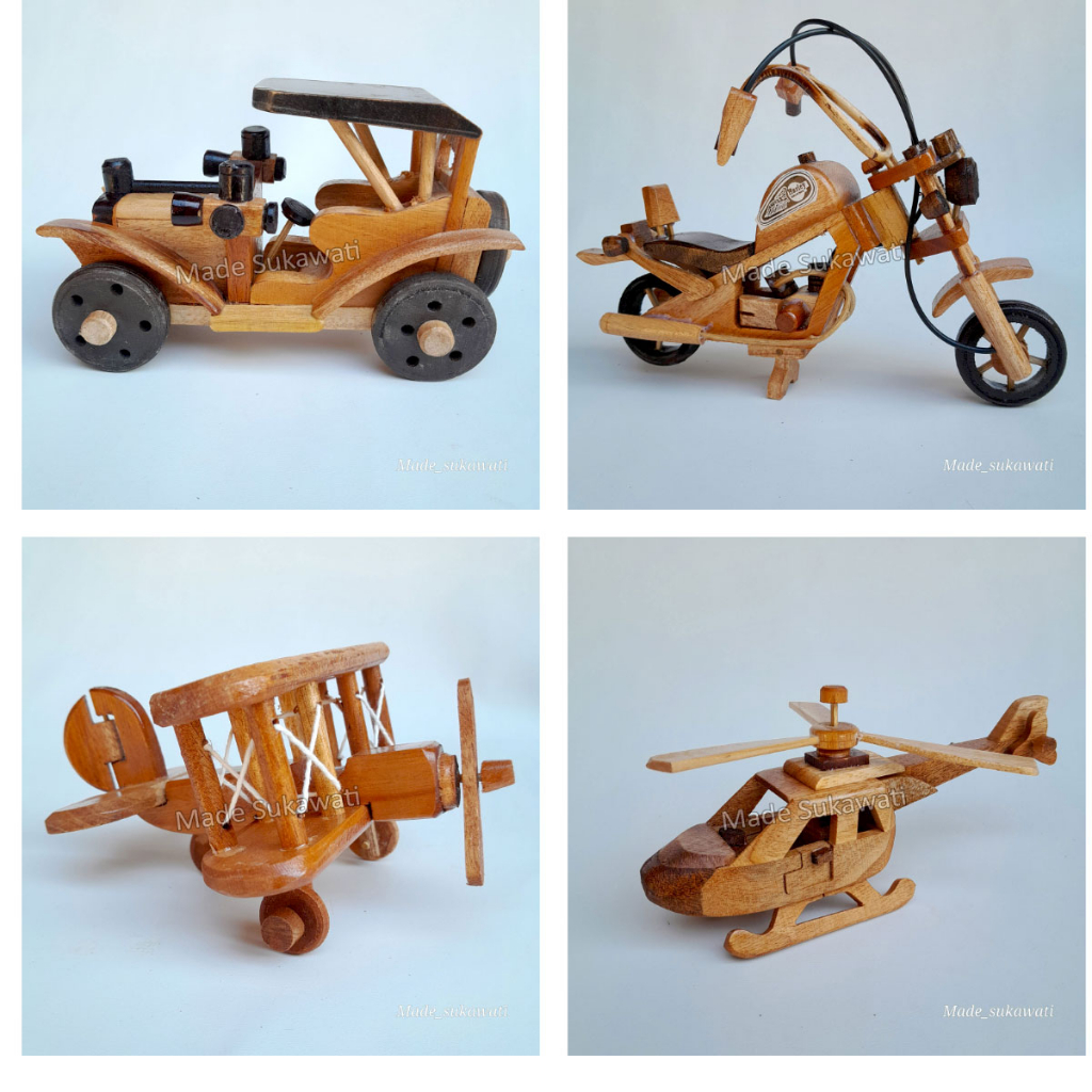 Jual Miniatur mobil klasik motor pesawat helikopter kerajinan kayu ...