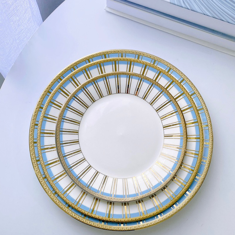 Jual piring makan keramik / piring keramik motif emas / piring makan ...