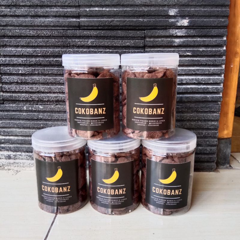 Jual Keripik Pisang Coklat Bubuk (400 gram, 500 gram) Kemasan Toples ...