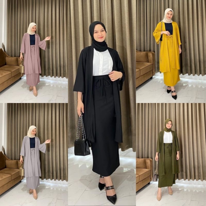 Jual EMIMA Set || Amelia Set Rok Crinkel Airflow Setelan Cardi Oneset ...