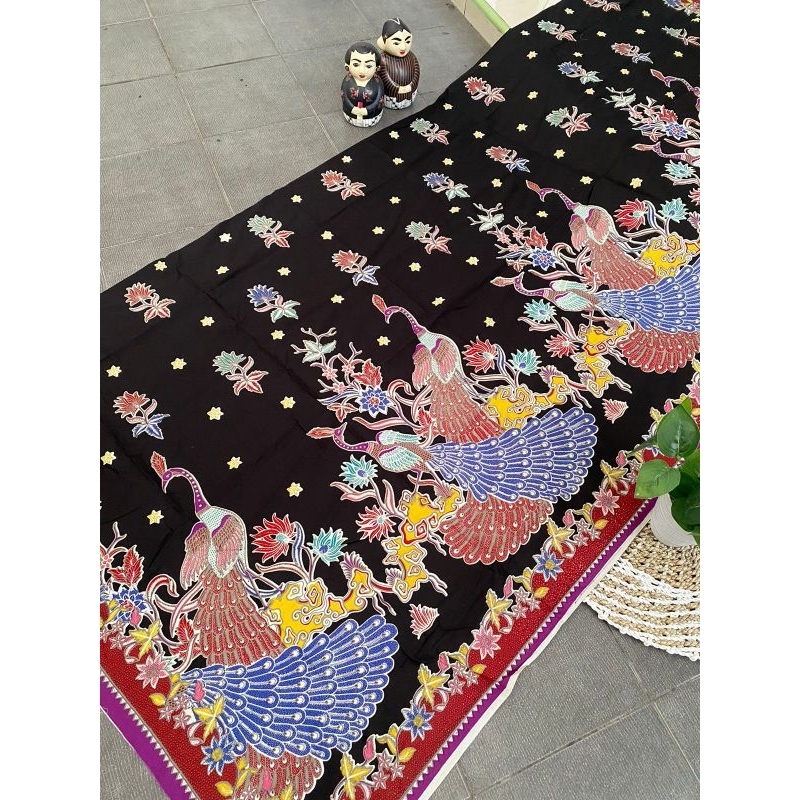 Jual Kain batik solo alusan merak nangkring hitam biru | Shopee Indonesia