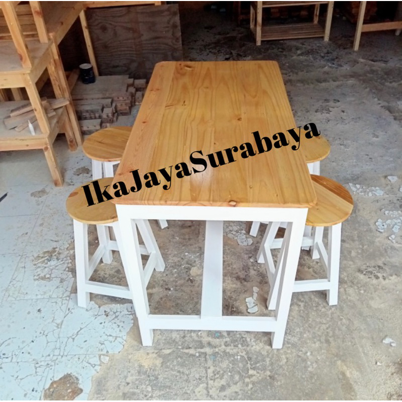 Jual Meja+Bangku Set, Meja Cafe Kayu, Meja Warung Makan, Meja Kayu Jati ...
