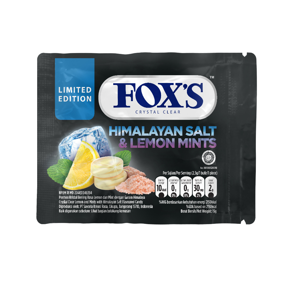 Jual FOX'S Himalayan Salt & Lemon Mints Sachet - Permen Mint 15g ...