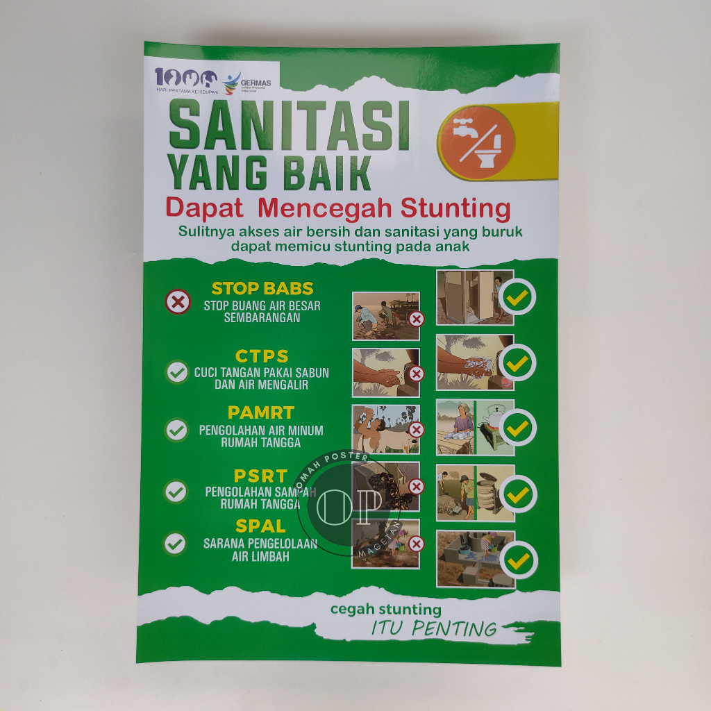 Jual Poster Sanitasi Dapat Mencegah Stunting - Poster PHBS - Poster ...