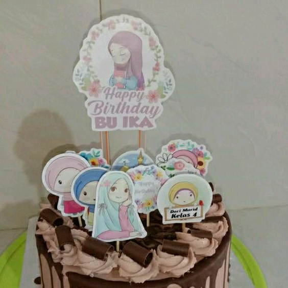 Jual Topper Kue Ulang Tahun Islamic/Hiasan Kue Ulang Tahun Hijab Girl ...