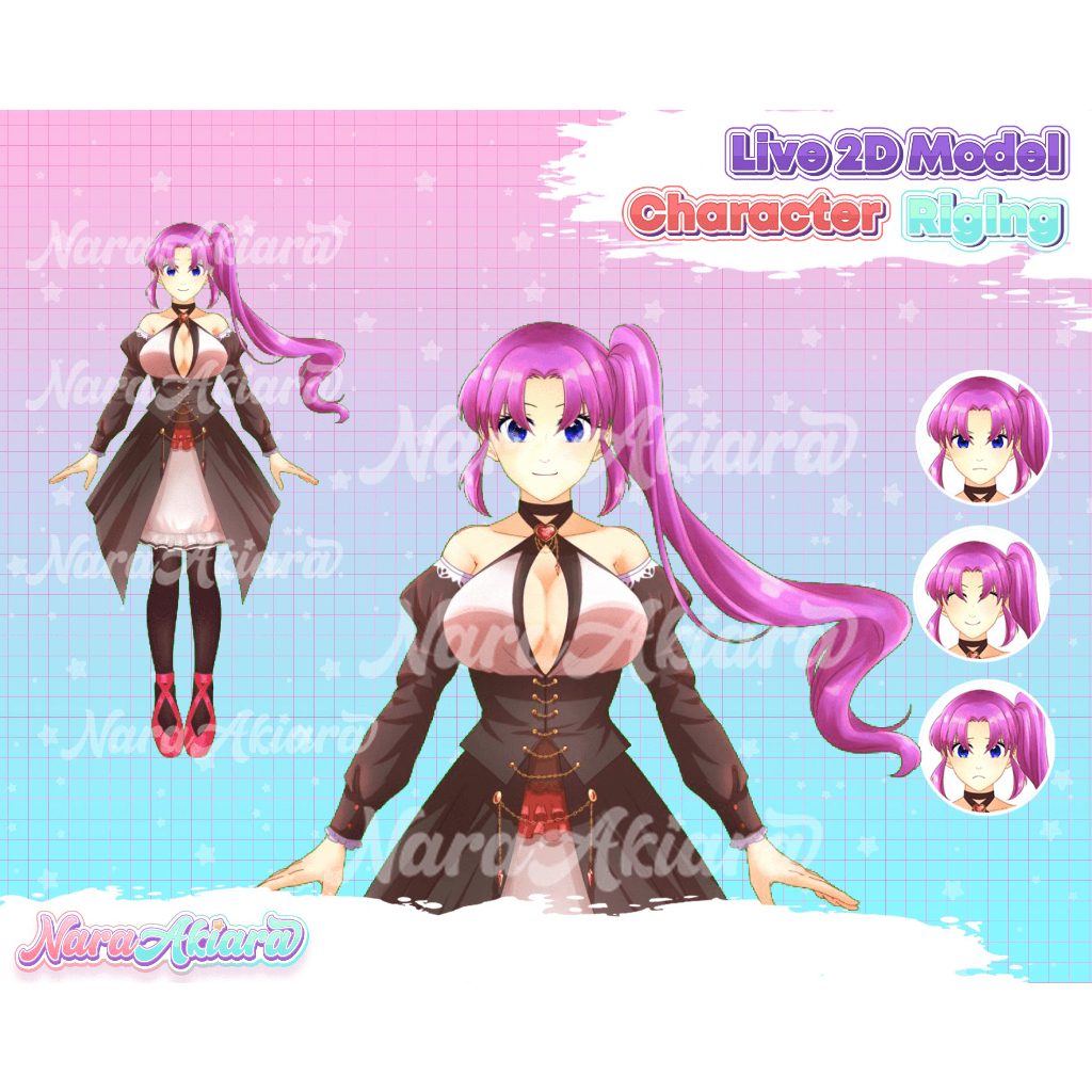 Jual Vtuber Live2D Siap Pakai | Anime Perempuan Rambut Ungu yang ...