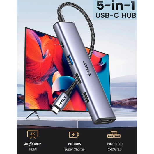 Jual Ugreen Usb C To Hdmi 4k Usb Hub Pd 100w 5 In 1 Usb C Multifunction