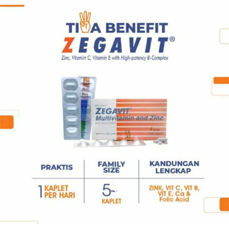 Jual ZEGAVIT Multivitamin + Zing, (1 strep @ 5 Caplet) | Shopee Indonesia