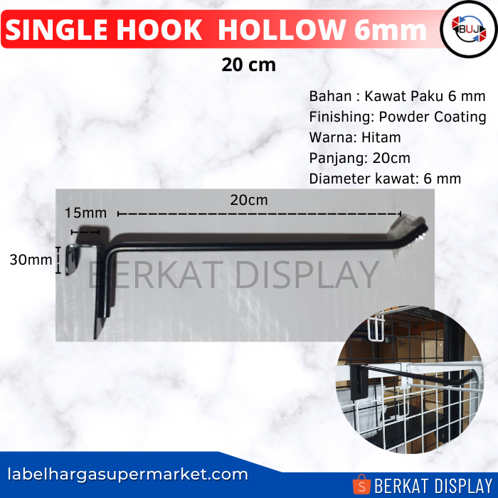 Jual SINGLE HOOK HOLLOW 6 MM 20 CM | Shopee Indonesia