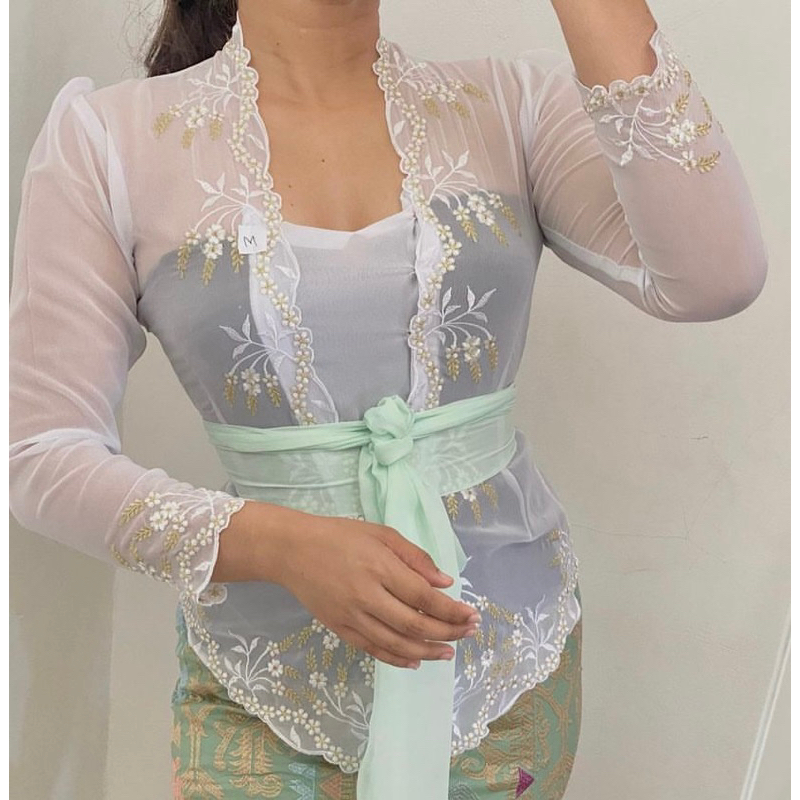 Jual Kebaya Jadi Bordir Motif Padi Lengan Lurus | Shopee Indonesia