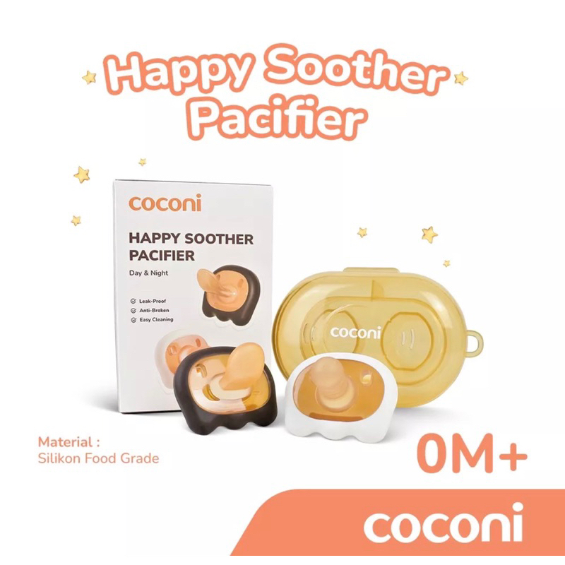 Jual Coconi Happy Soother Pacifier 2 pcs with Case Empeng Kompeng Bayi ...