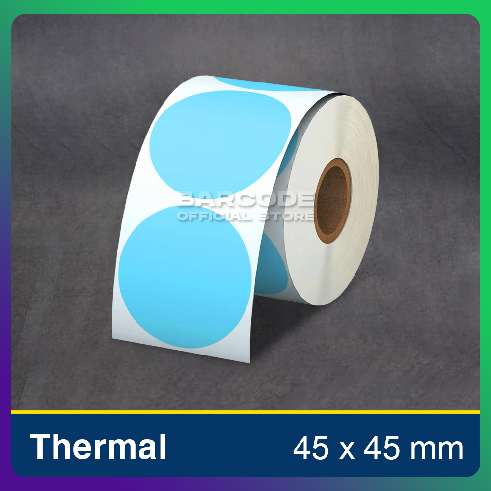 Jual Label Stiker Bulat 45x45 mm Thermal Sticker Warna Biru 45 x 45 Isi ...