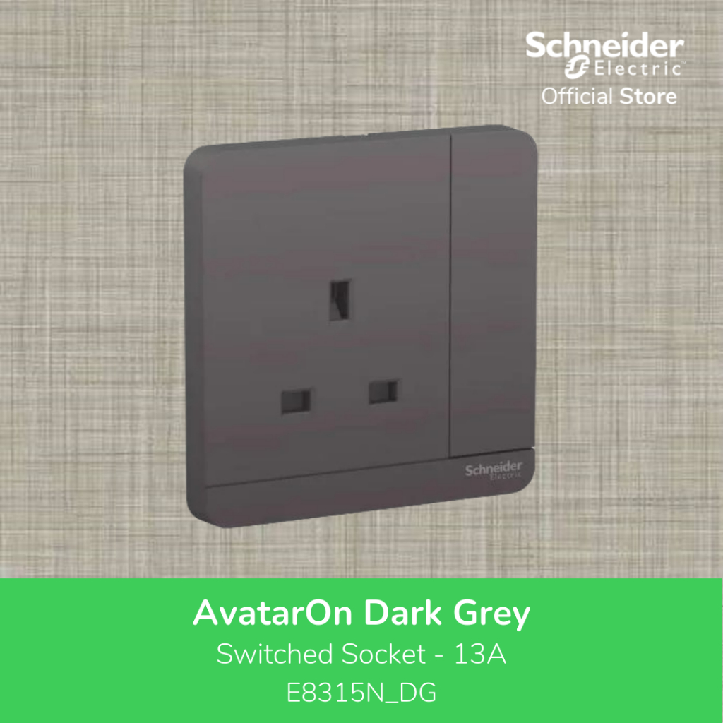 Jual Schneider Electric AvatarOn switched socket 3P 13A 250V LED Dark ...