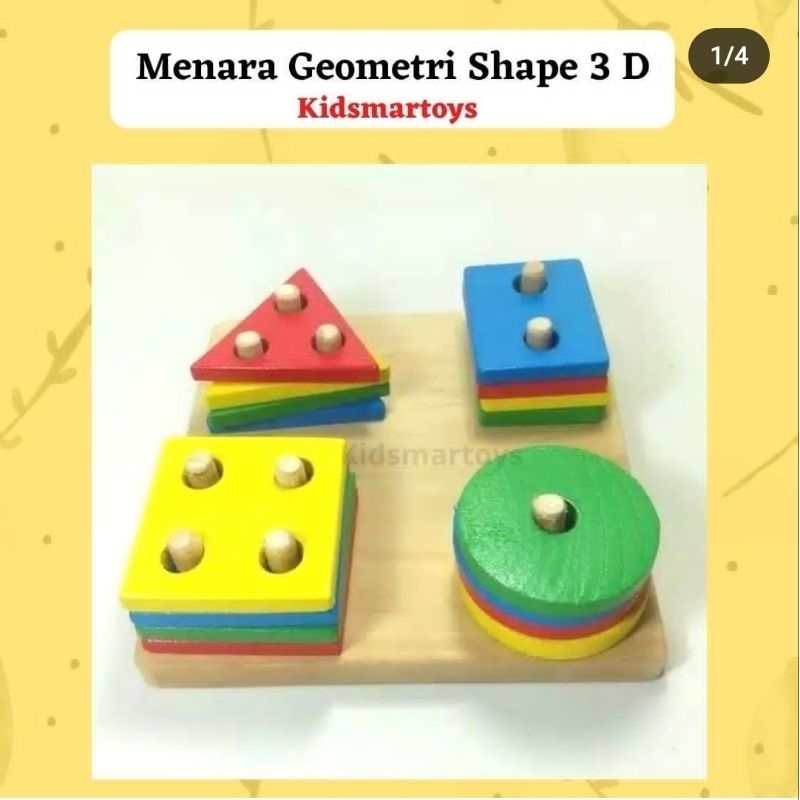 Jual Menara Geometri Kayu Besar mainan edukasi anak montesorri | Shopee ...