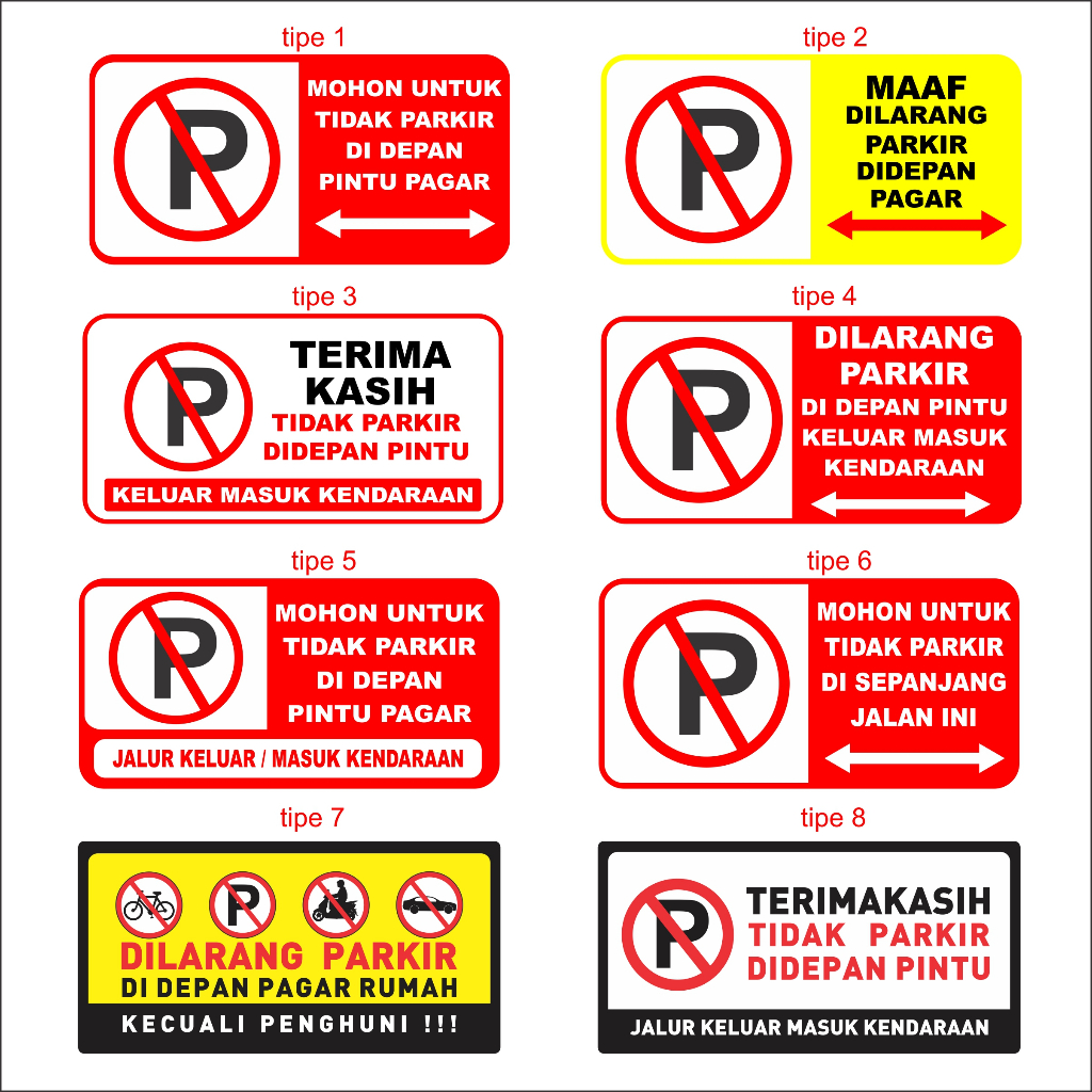 Jual AKRILIK CUSTOM DILARANG PARKIR SIGNAGE PLANG RAMBU RUBAH KATA KATA ...