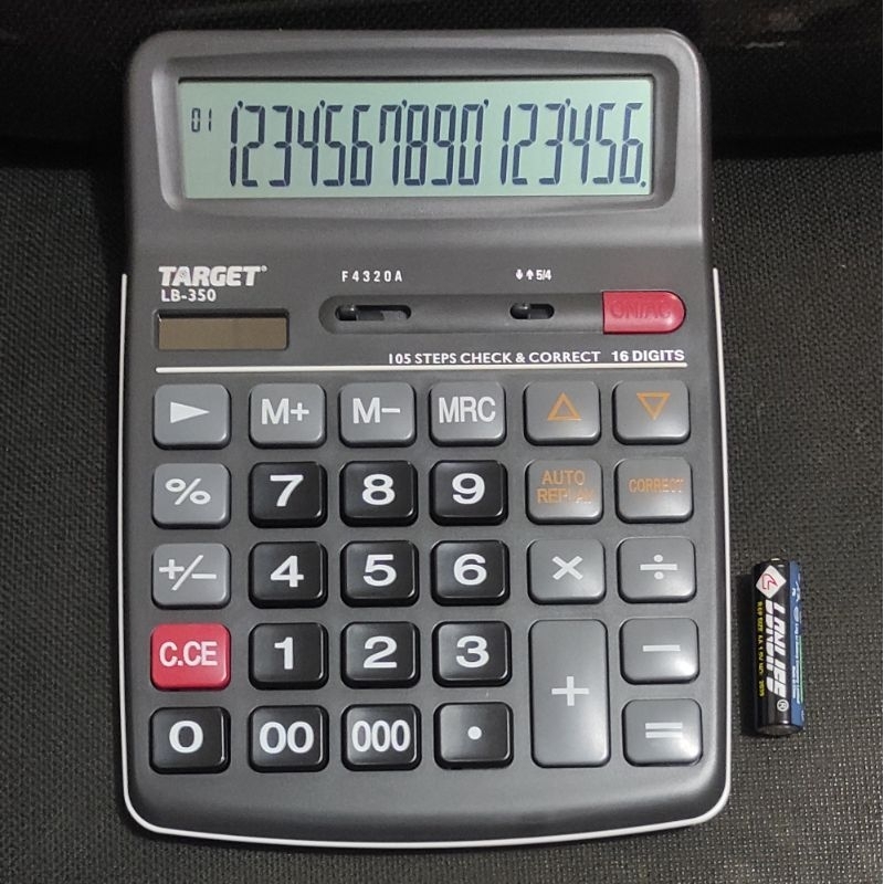 Jual Kalkulator Meja Besar 16 Digit Cek Baterai AA Target LB 350 Hitam ...
