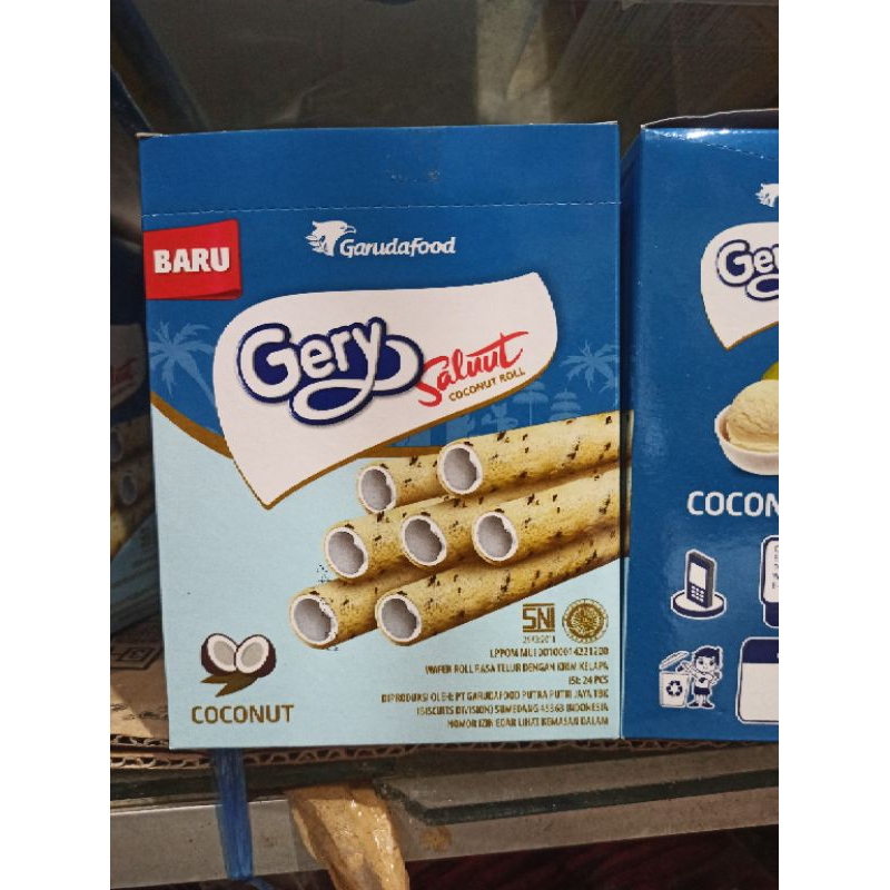 Jual wafer roll Gery saluut coconut roll box 24pcs wafer astor roll ...