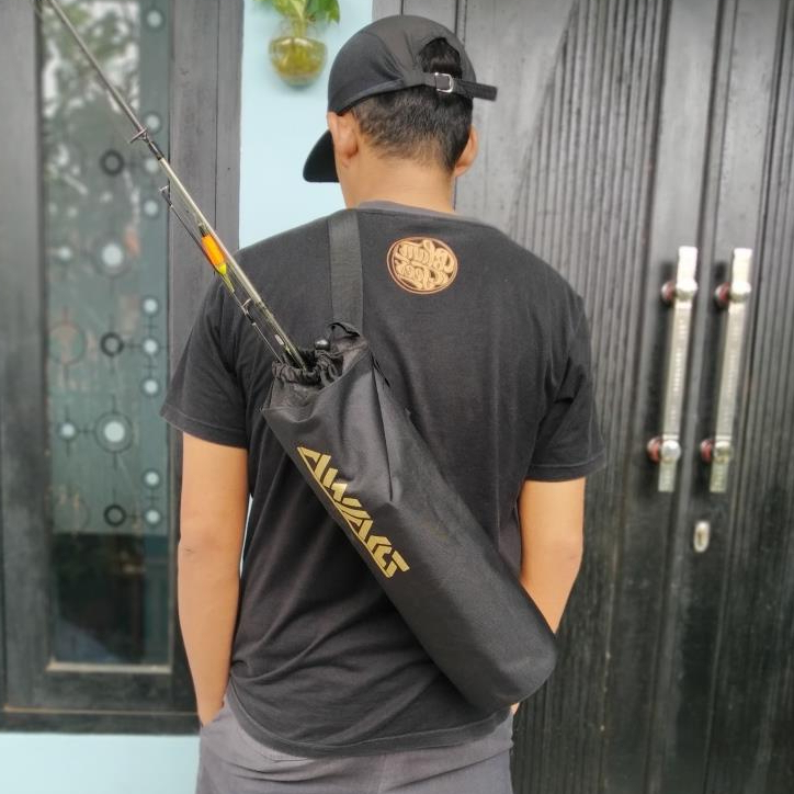 Jual Tas pancing tabung model serut untuk 1 joran dengan reel hitam ...