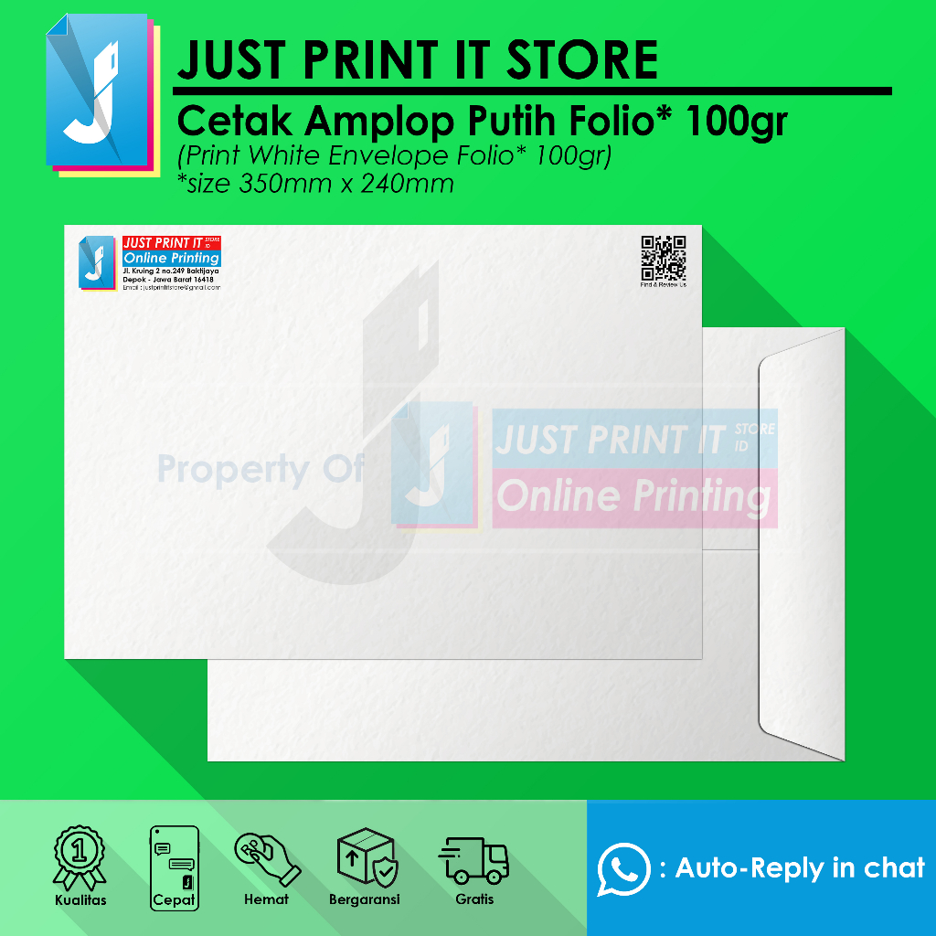 Jual Print / Cetak Amplop Putih Folio HVS 100 Gr | Shopee Indonesia