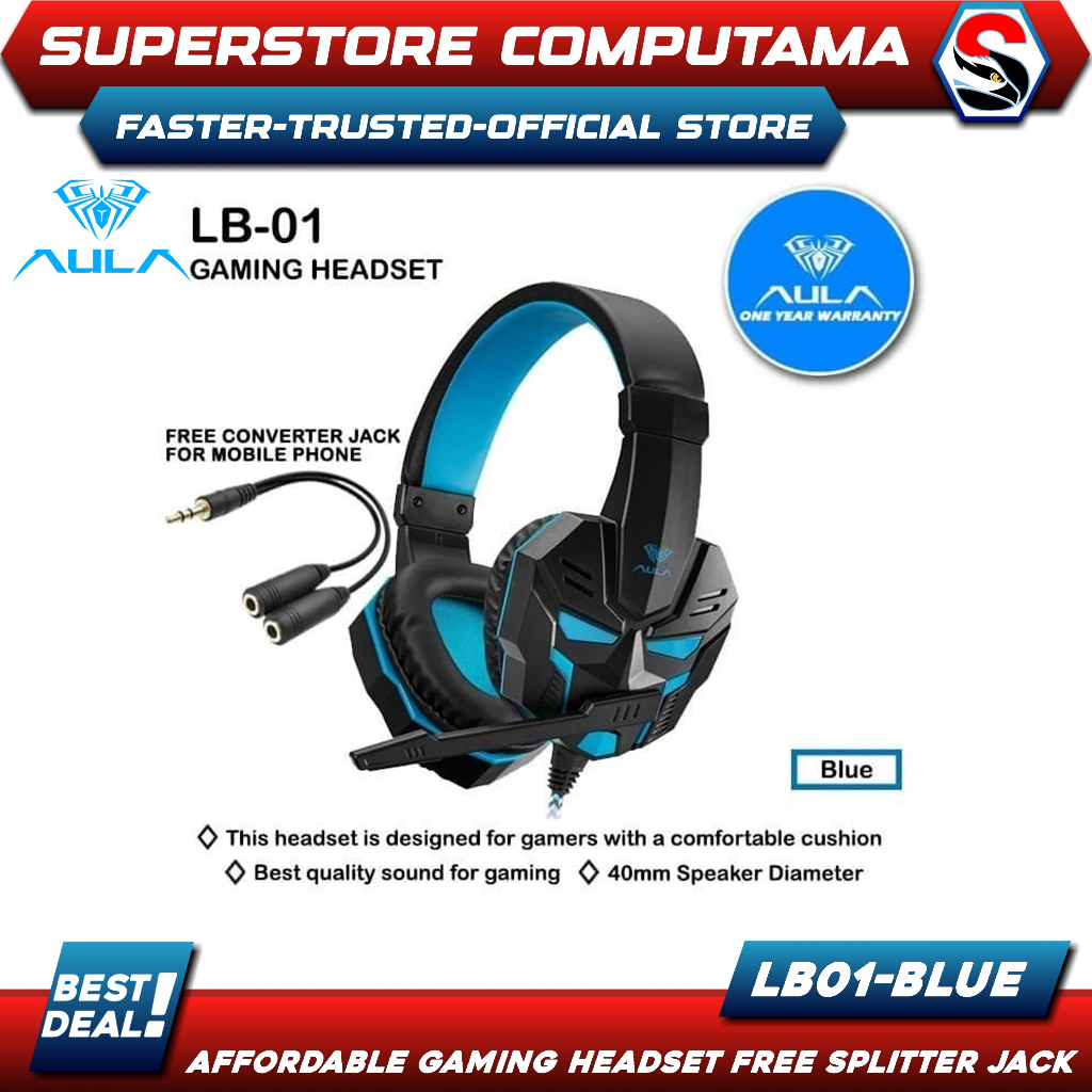 Jual Headset Gaming AULA Prime LB-01 Blue - AULA LB01 | Shopee Indonesia