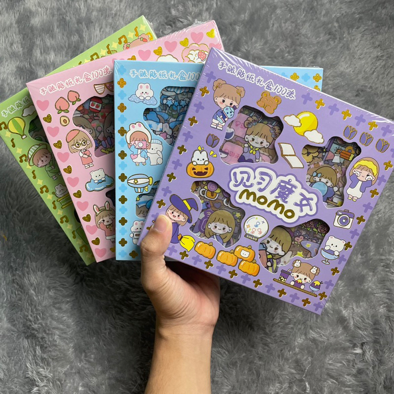 Jual Sticker Momo 100Pcs / Sticker Box 100pcs / Sticker Transparan Box ...