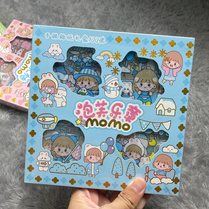 Jual Sticker Momo 100Pcs / Sticker Box 100pcs / Sticker Transparan Box ...