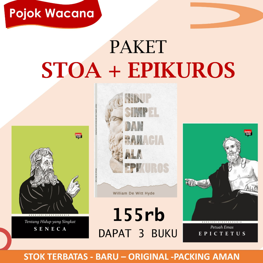 Jual Paket 3 Buku - Stoa + Epikuros - Tentang Hidup yang SIngkat Seneca ...