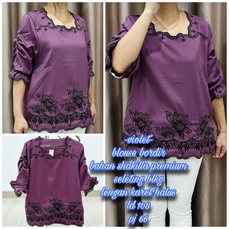 Jual BLOUSE BORDIR KODE 790 BAHAN SHAKILLA PREMIUM JUMBO LD.108-110 ,PJG 66CM | Shopee Indonesia