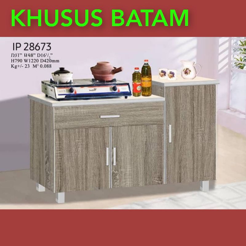 Jual meja dapur IP 28673(UK.790x1220x420mm)/meja kompor gas/meja kompor ...