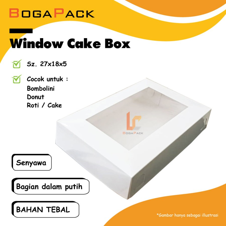 Jual Kotak Makanan Box Warna Putih Window Jendela Mika Donat Dus Roti ...