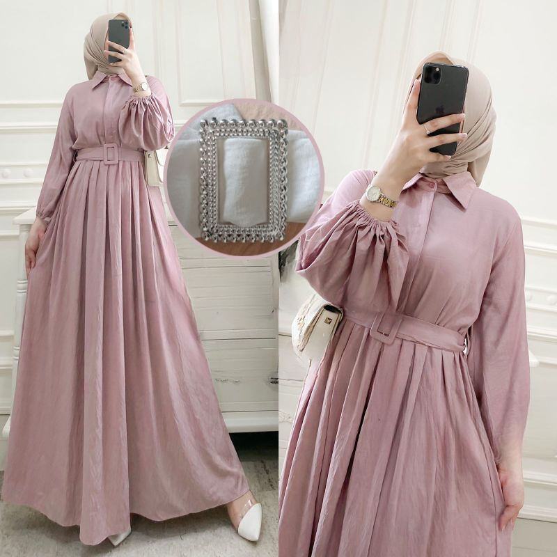 Jual Baju Gamis wanita Gamis polos bahan Crinkle Hanifa Maxy Dress Baju ...