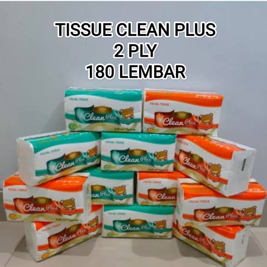 Jual CLEAN PLUS - Tisu Wajah Soft Pack / Facial Tissue 180 Sheets (2 ...