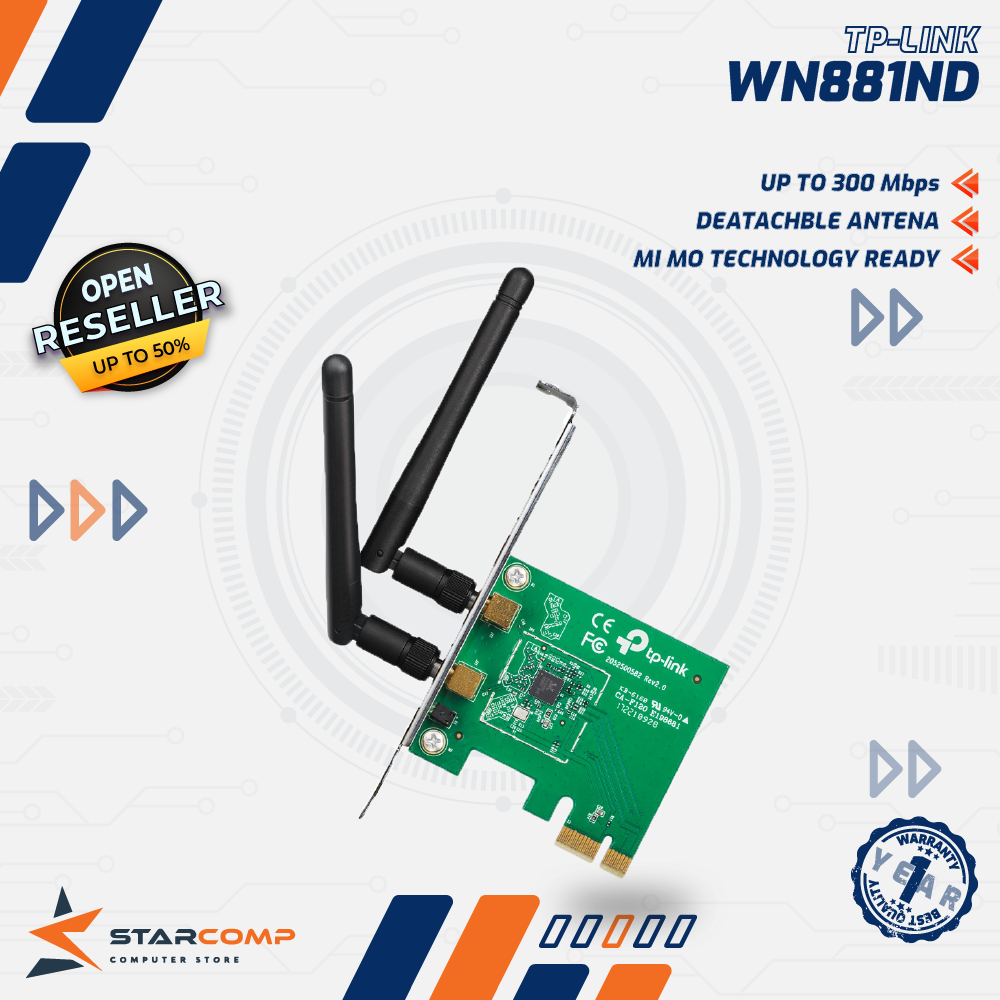Jual TP-LINK TL-WN881ND 300Mbps Wireless N PCI Express Adapter | Shopee ...