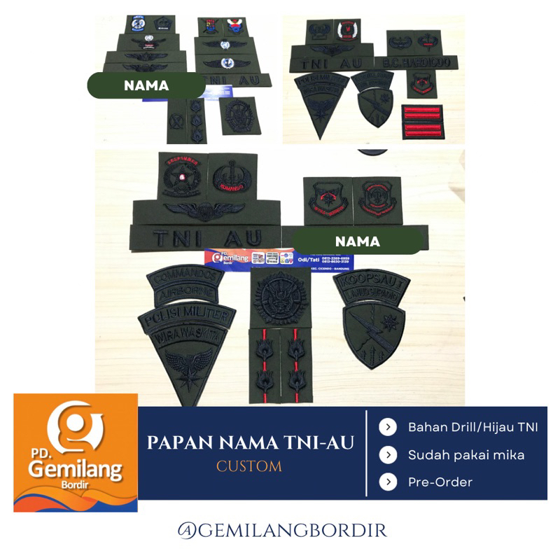 Jual [PO 1-3 Hari] Papan Nama PDL TNI AU | Papan Nama Pdl Tni Terbaru Pengeras Kain | Mika ...