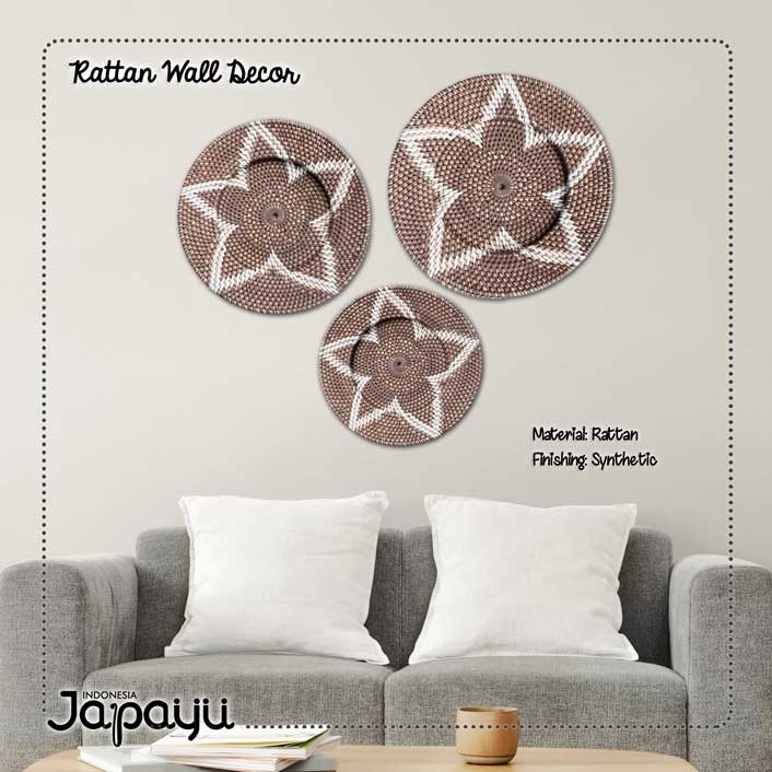 Jual Hiasan Dinding Dekorasi Anyaman Rotan Flower Rattan Wall Decor Set ...