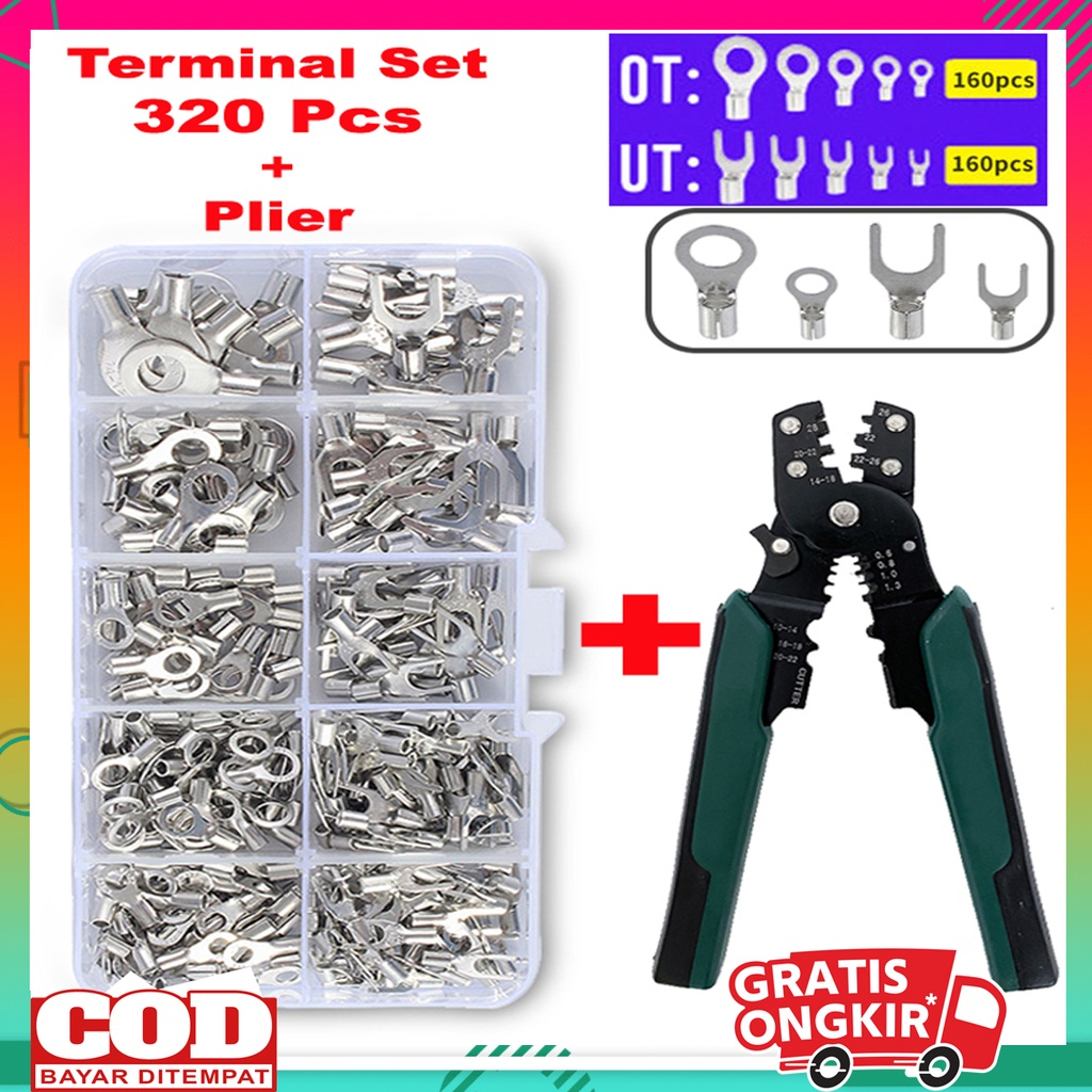 Jual Terminal Wire Crimp Connector Kit 320 PCS + Plier -Stripping 120 ...