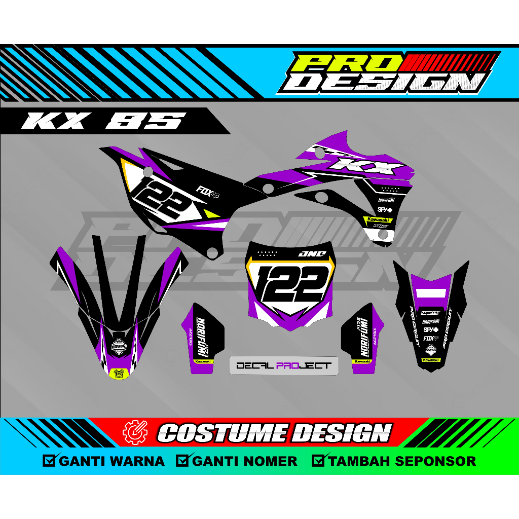 Jual DECAL KX 85 FULL BODY MASIH BISA DIEDIT,NOMOR,NAMA,SEPONSOR DESIGN ...