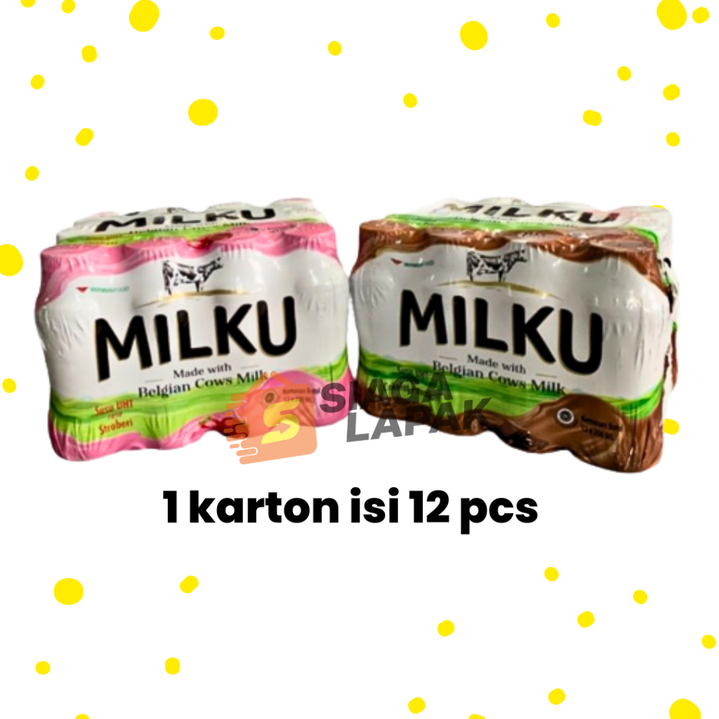 Jual Milku Susu 1 DUS KARTON Coklat Stroberi botol 200ml | Shopee Indonesia