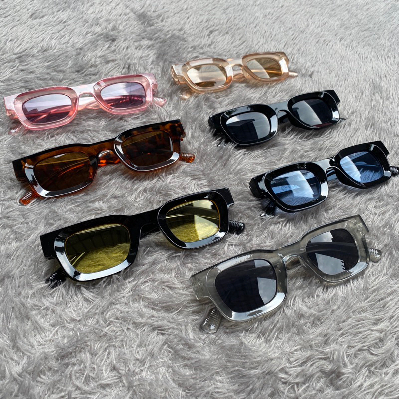 Jual Kacamata Boldie / Kacamata vintage Frame Tebal Skinny Hitam Persegi Panjang Uv400 Gaya ...