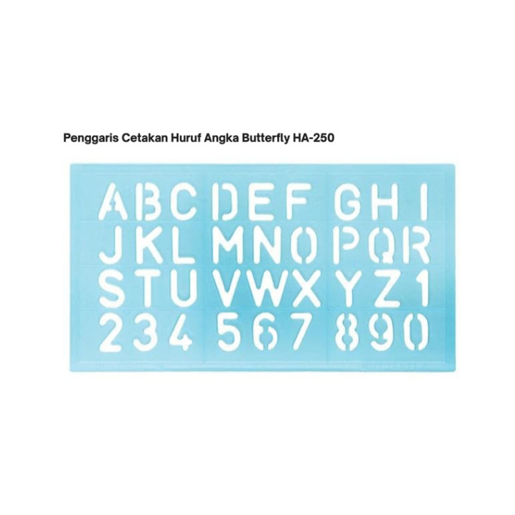 Jual Penggaris Cetakan Huruf Angka Butterfly HA 250 Pengaris Mal ...