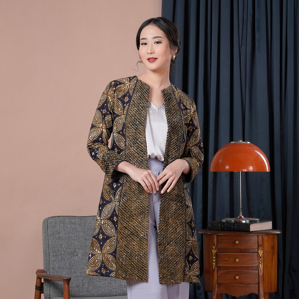 Jual NONA RARA - Rodiah Indigo RMB D0404, Baju Batik Kasual Modern ...