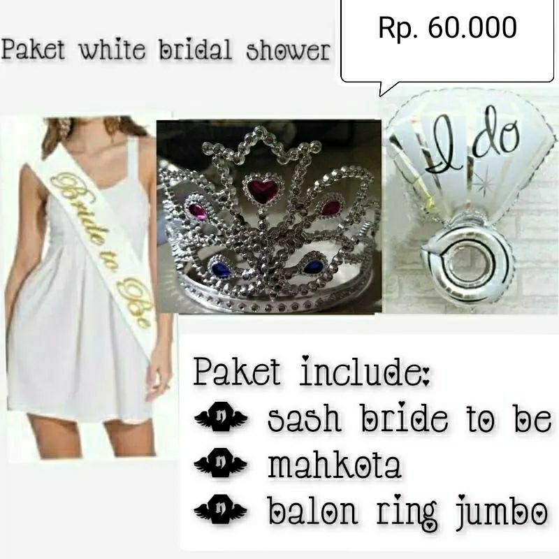 Jual paket hemat bridal shower | paket bridal shower | mahkota | balon ...