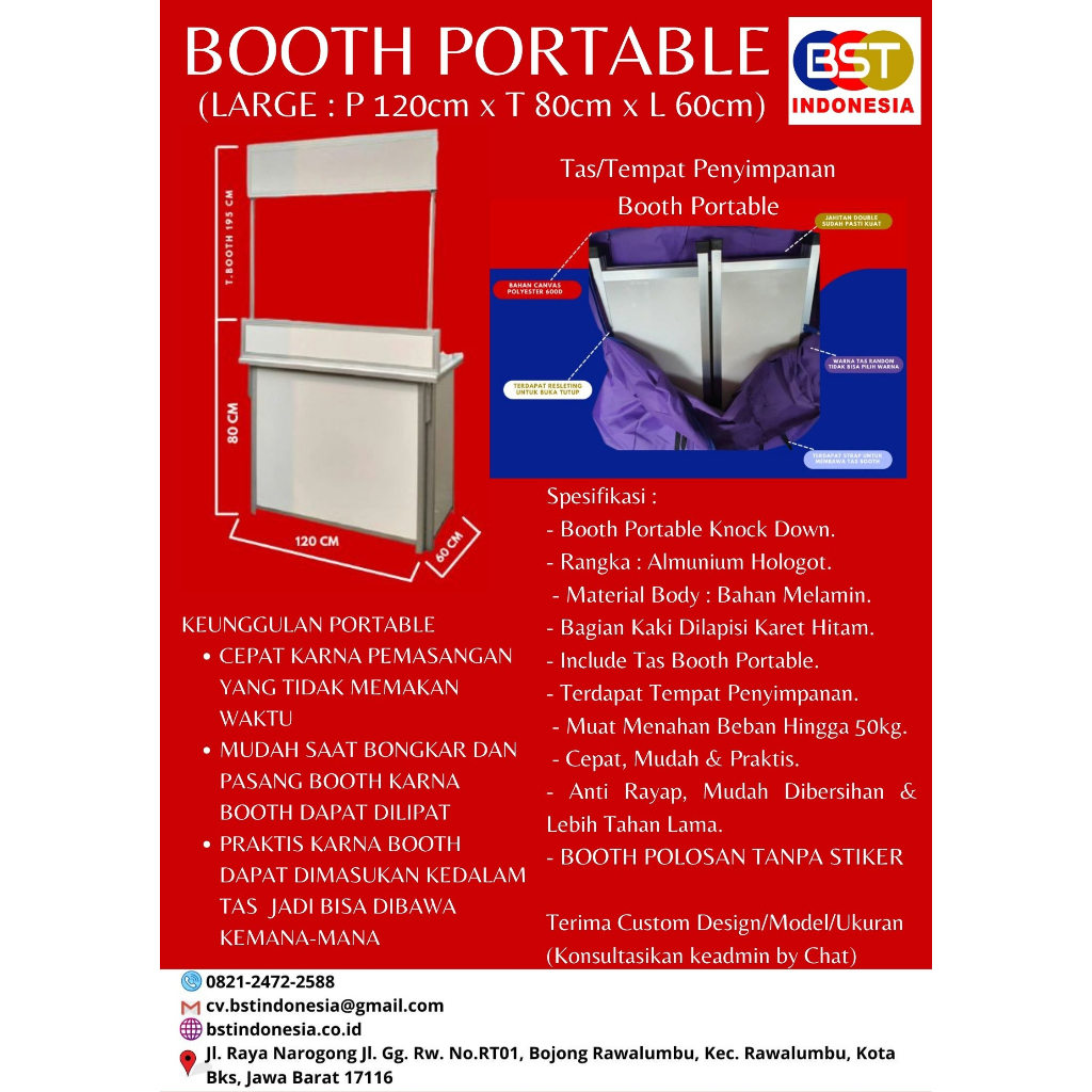 Jual BOOTH PORTABLE MEJA LIPAT EVENT DESK BOOTH JUALAN UKURAN LARGE ...
