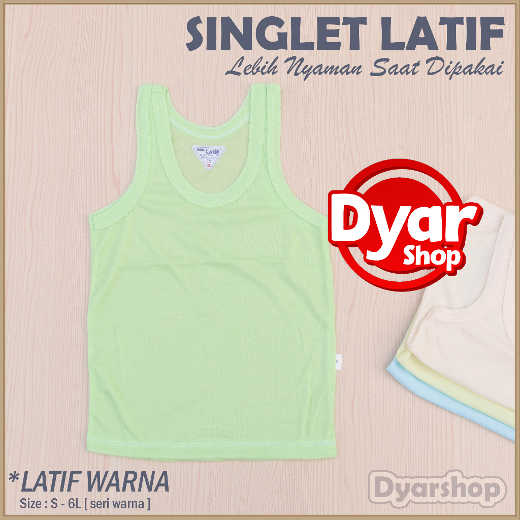Jual [ 6 pcs ] Singlet Anak Latif Warna || Pakaian Dalam Kutung Anak 6 bln s/d 15 thn Warna ...