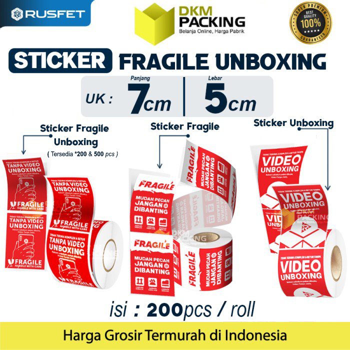 Jual Sticker FRAGILE UNBOXING Stiker Cromo RUSFET HANDLE WITH CARE ...