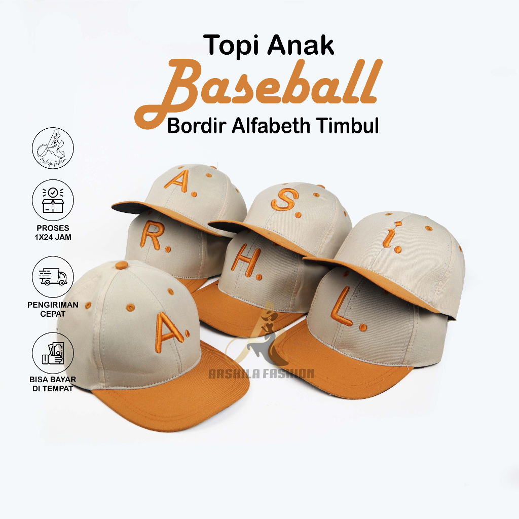 Jual Topi Anak Bordir Inisial A-Z / Topi Anak Huruf Alfabeth Usia 3-12 ...