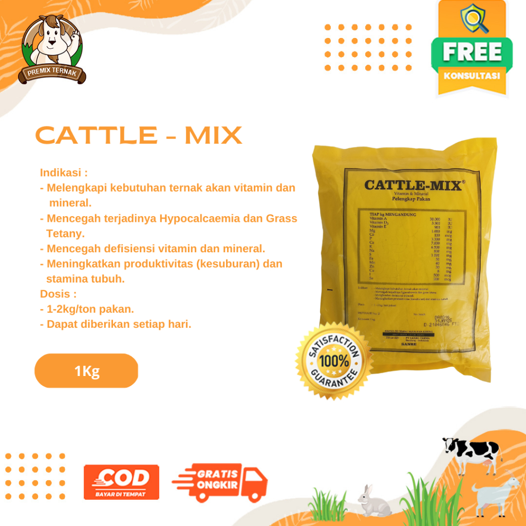 Jual PREMIX CATTLE MIX 1 KG - PREMIX Penggemuk Sapi Kambing Hewan ... Jual PREMIX CATTLE MIX 1 KG - PREMIX Penggemuk Sapi Kambing Hewan ...