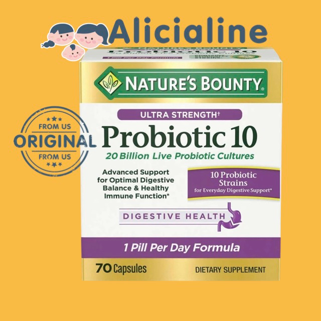 Jual Nature's Bounty Ultra Strength Probiotic 10 Digestive Health 70 ...