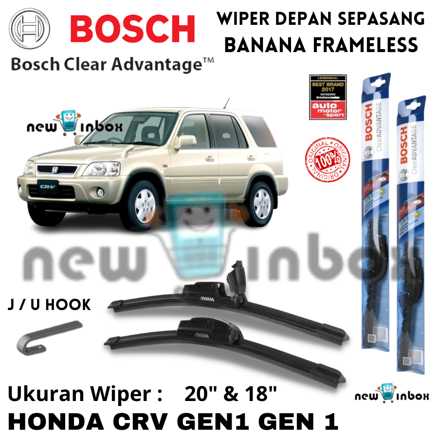 Jual Wiper Depan Mobil HONDA CRV GEN1 GEN 1 Sepasang Frameless BOSCH CLEAR ADVANTAGE 20" & 18 ...