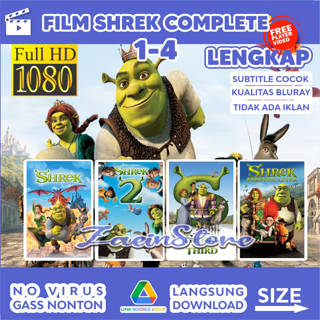 Jual FILM SHREK COMPLETE 1 2 3 4 // FILM ANIMASI BLURAY 1080 // FILM ...